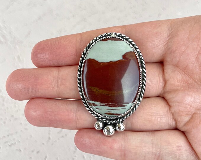 Navajo Sam Signed Native American Sterling Silver Large Picture Jasper ...