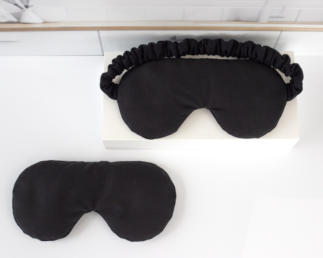 Solid Black Weighted Flax Seed Eye Mask or Eye Pillow With Lavender ...