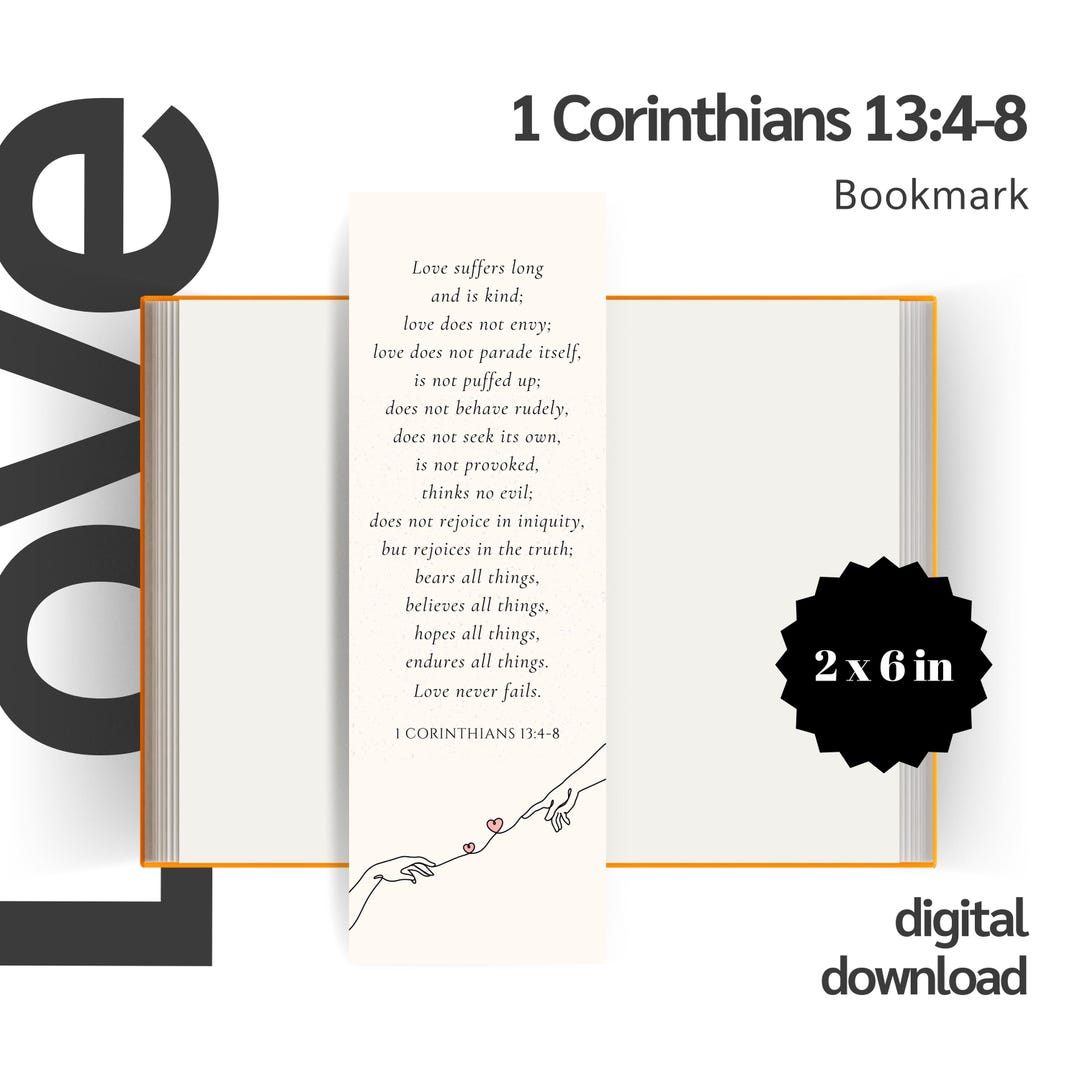Bible Verse Bookmark | 1 Corinthians 13 Printable | Christian Gift ...