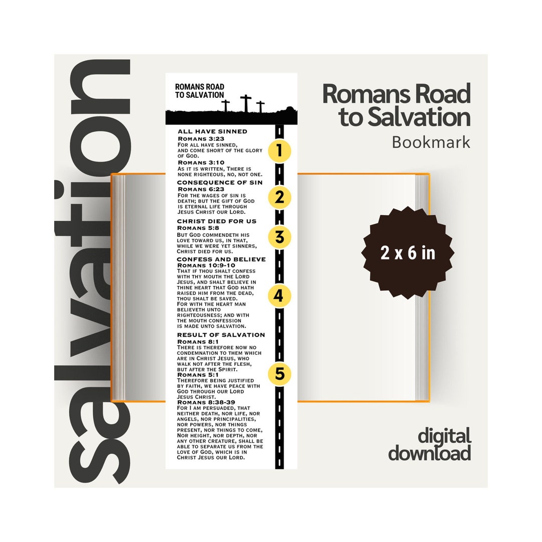 Romans Road to Salvation Christian Bookmark Printable Digital Download ...