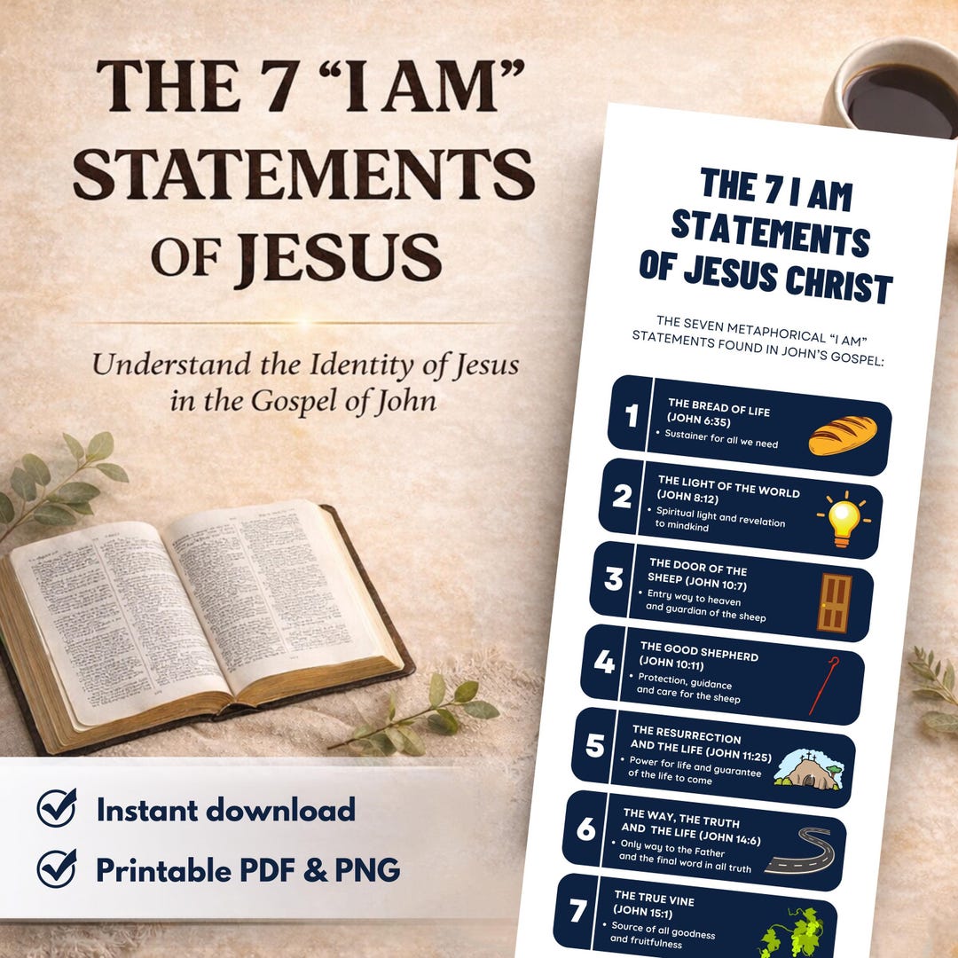 The Seven I AM Statements of Jesus Infographic | Digital Download for ...