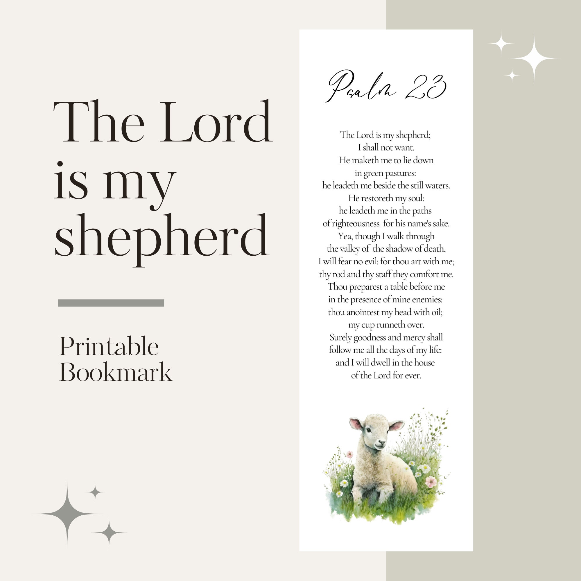 Psalm 23 KJV Bible Verse Bookmark | Digital Download | Inspirational ...