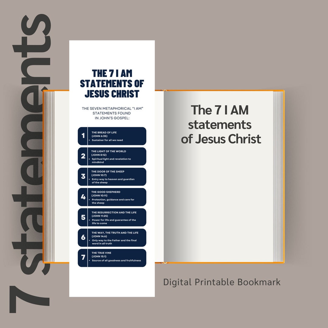 The Seven I AM Statements of Jesus Printable Bookmark Digital - Etsy