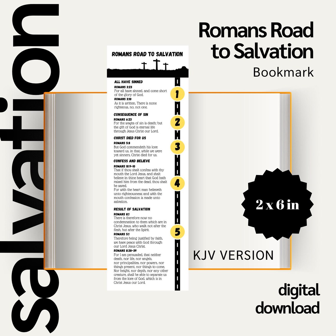 Romans Road to Salvation | Christian Bookmark | Printable Digital ...