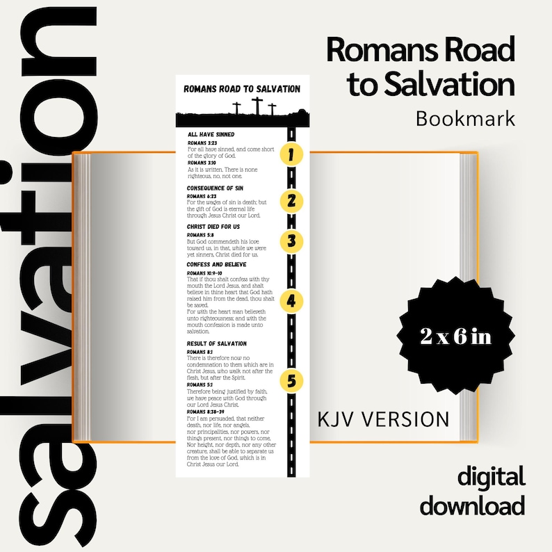 Romans Road to Salvation | Christian Bookmark | Printable Digital ...