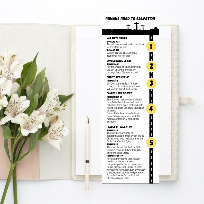 Romans Road to Salvation | Christian Bookmark | Printable Digital ...