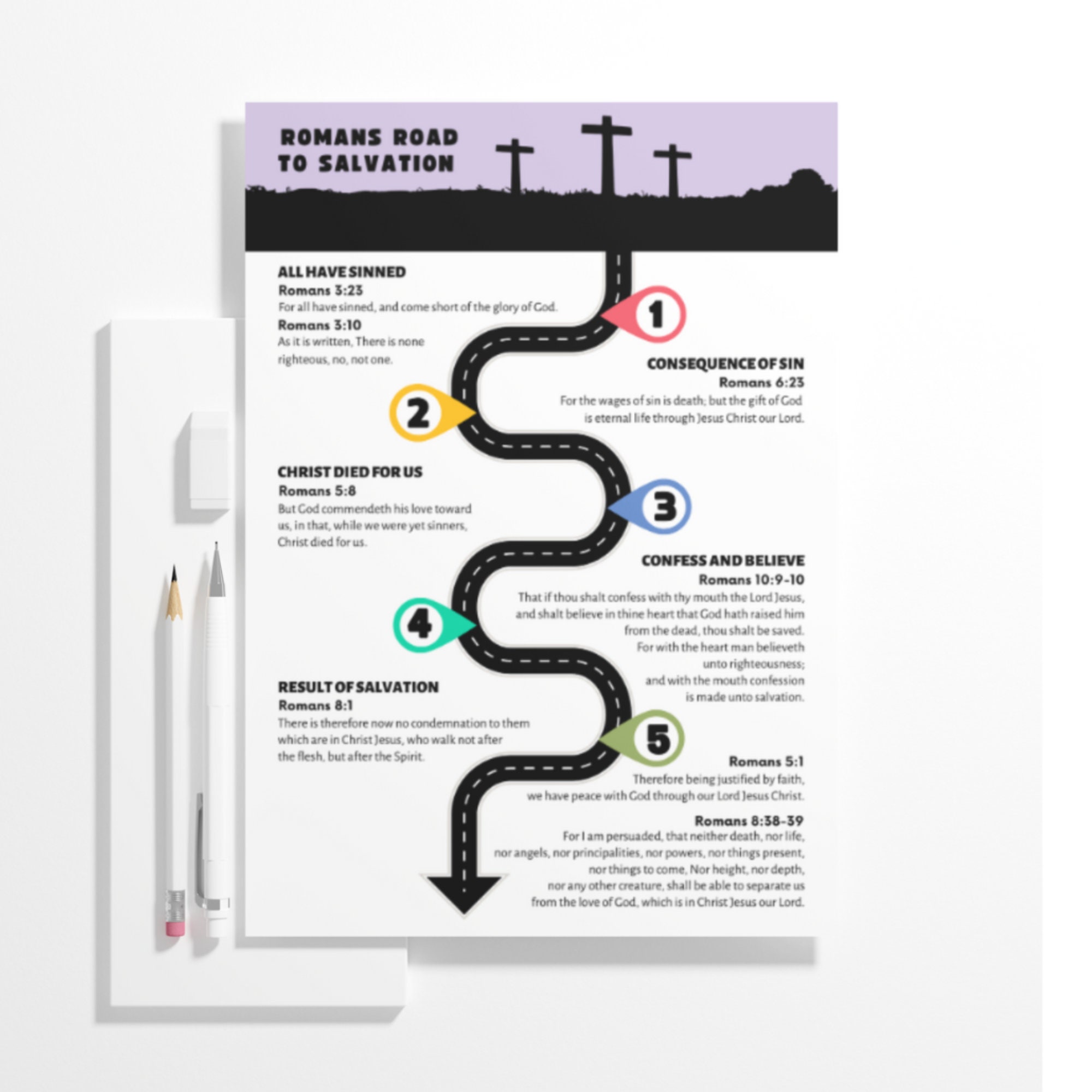 Romans Road to Salvation Bookmark | Printable Digital Download | KJV ...