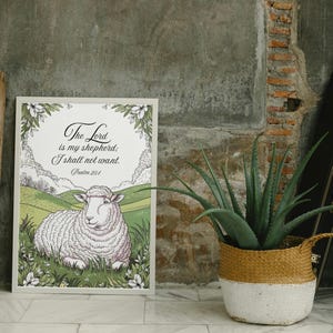 Psalm 23:1 Bible Verse Digital Wall Art | the Lord is My Shepherd KJV ...