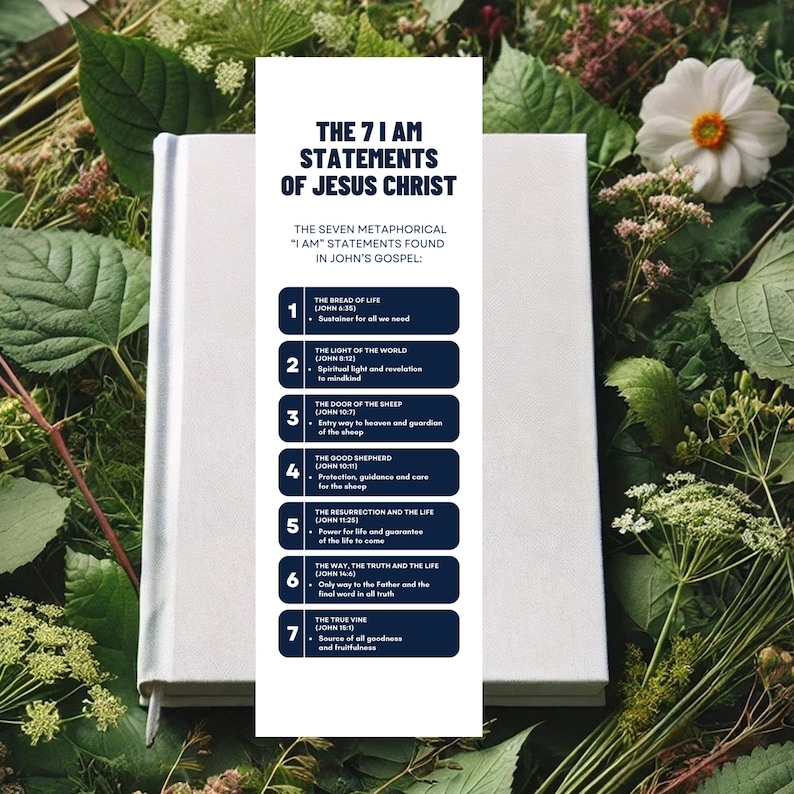 The Seven I AM Statements of Jesus | Printable Bookmark | Digital ...