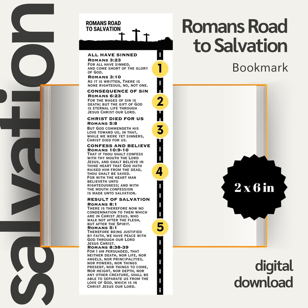 Romans Road to Salvation Christian Bookmark Printable Digital Download ...
