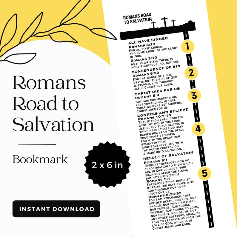 Romans Road to Salvation Christian Bookmark Printable Digital Download ...