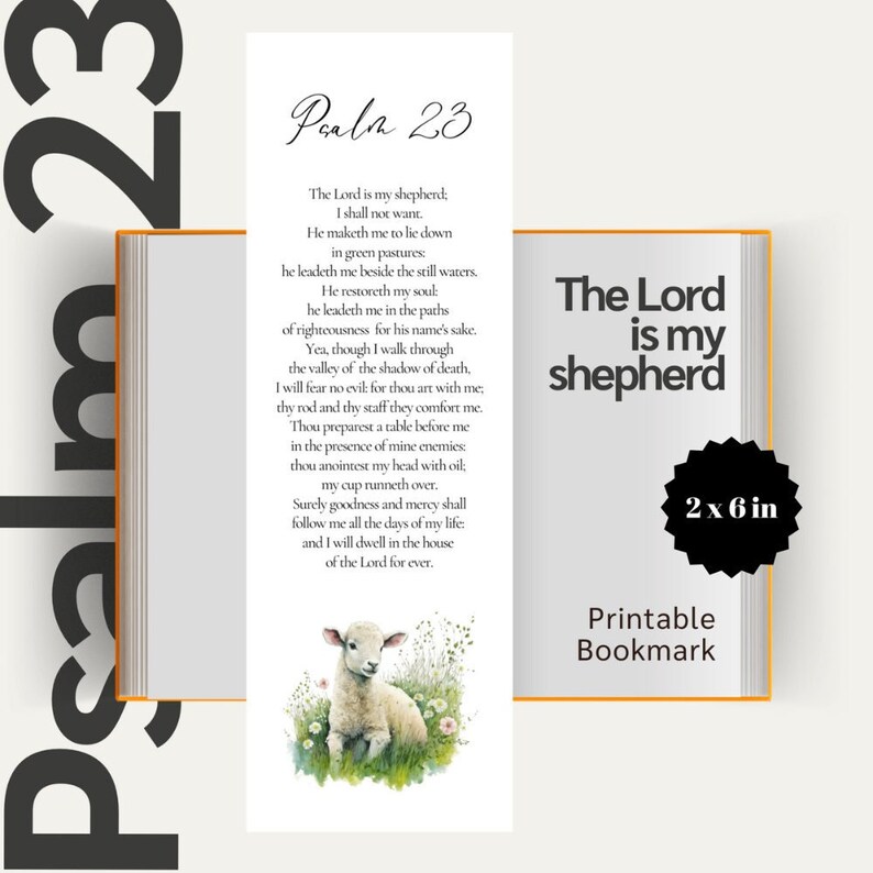 Psalm 23 KJV Bible Verse Bookmark Digital Download Inspirational ...