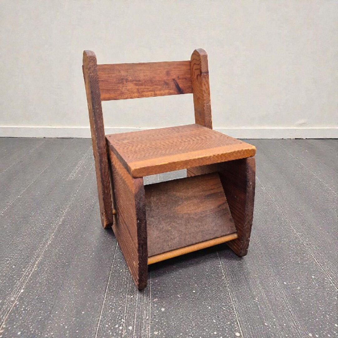 Vintage Child Chair/step Stool in Natural Solid Wood Nursery Kitchen - Etsy