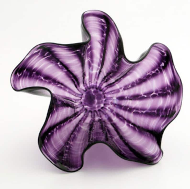 Purple Handmade Glass Bowl, Hand Blown Glass Sculptural Art, Aquatic ...