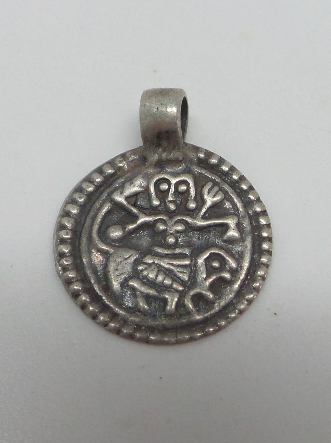 Antique Goddess Durga Pendant From India. Hindu Circular Amulets. High ...