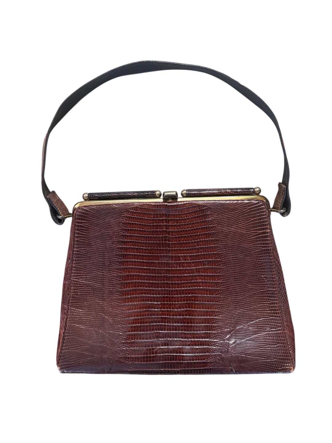 Vintage Genuine Lizard Skin Handbag. 1950s 1960s Brown Exotic Leather ...