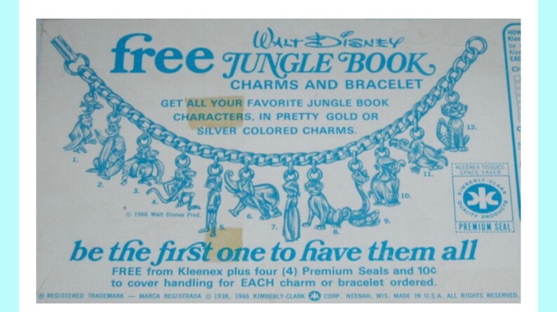 1960s Walt Disney Jungle Book Themed Charm Bracelet 10 Charms - Etsy