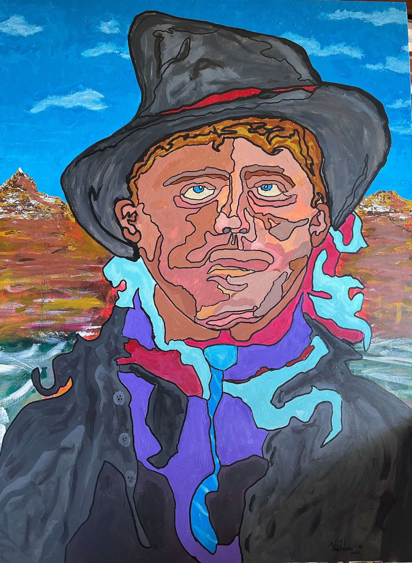 Large Original Art “HENRY MCCARTY” Billy the Kid Acrylic on Gallery ...