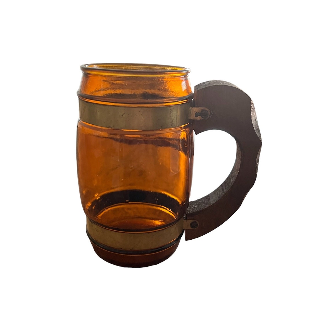 Vintage Siesta Ware Amber Mug W/ Wood Handles/ Metal Bands/ - Etsy