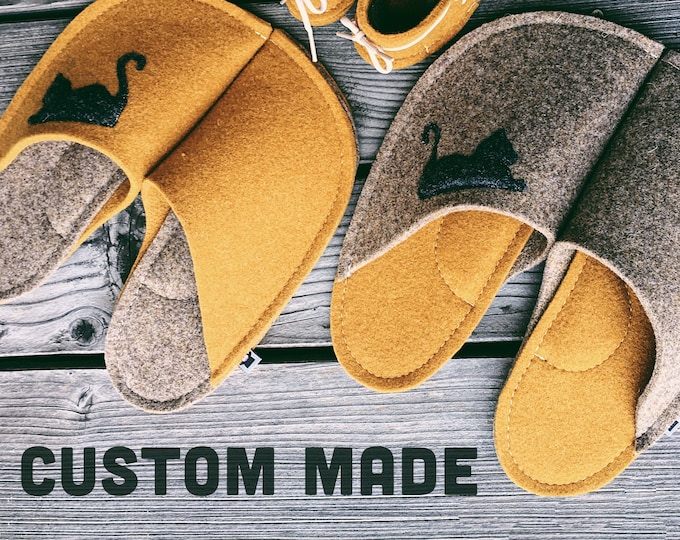 Monogram Slippers - Personalized Slippers - Custom Name on a Wool Felt ...