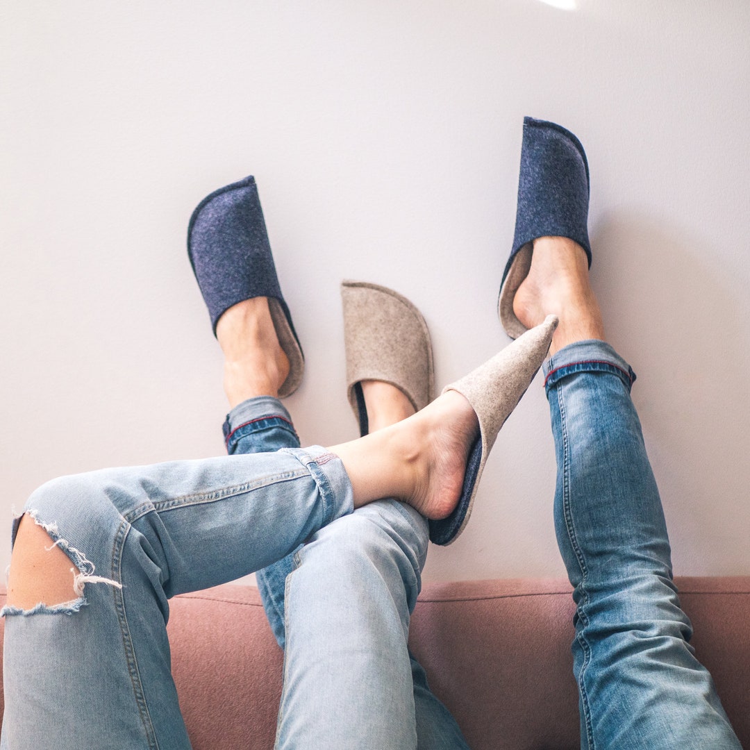 House Slippers Home Gift for Couple Felt Slippers - Etsy
