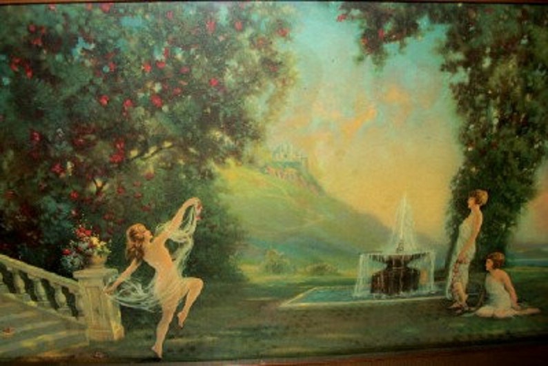 Art Nouveau R. Atkinson Fox Print Lithograph Fantasy Spirit of Youth ...