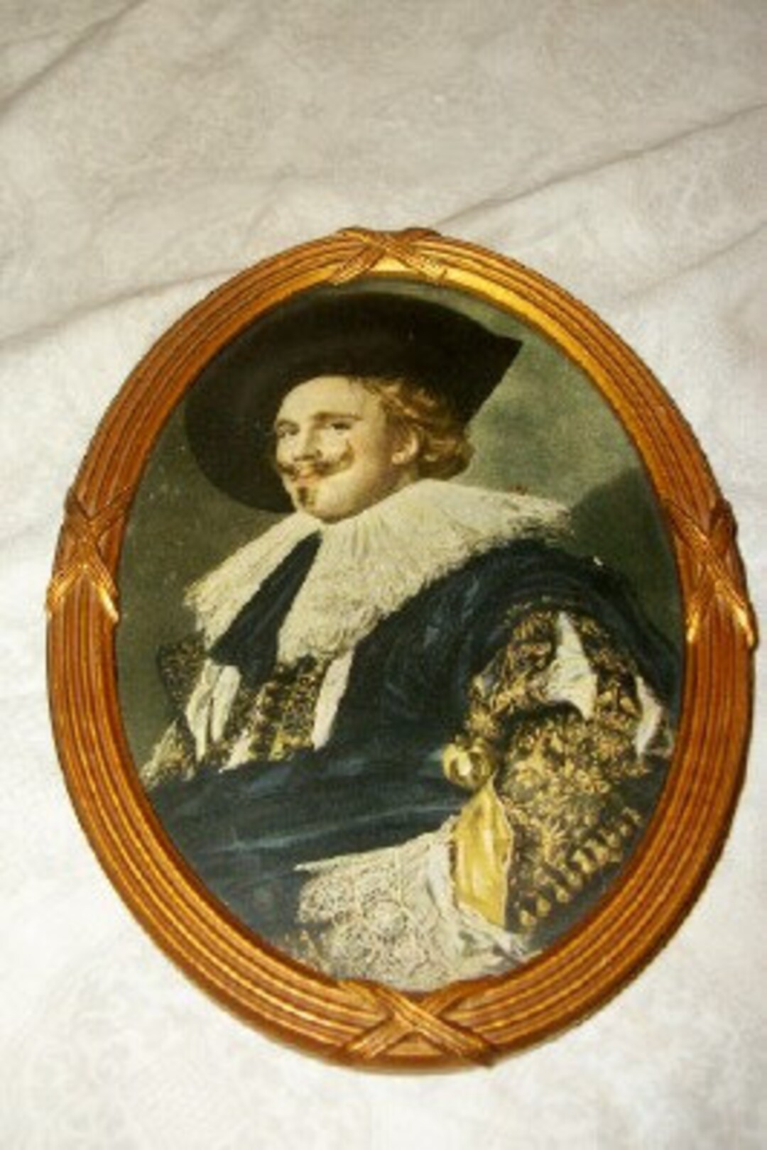 Antique French Framed Print Gilt Wood Frame Oval Noble Frenchman 1920s ...