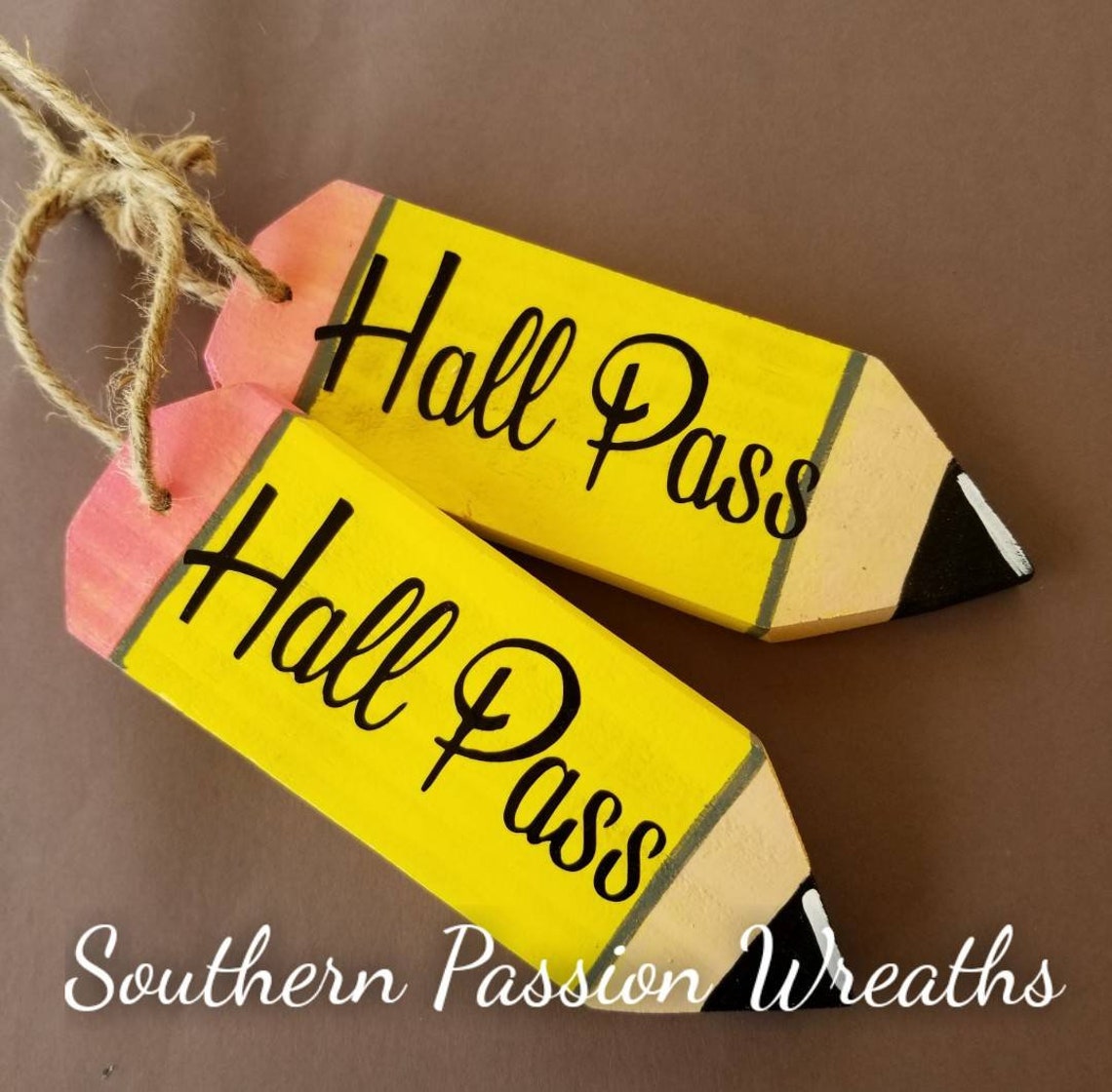 Teacher Wooden Pencil Hall Pass Teacher Gift Unique Pencil - Etsy