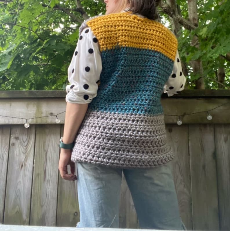 Chunky Crochet Sweater Vest Pattern, Oversized V-neck (PDF Pattern) - Etsy