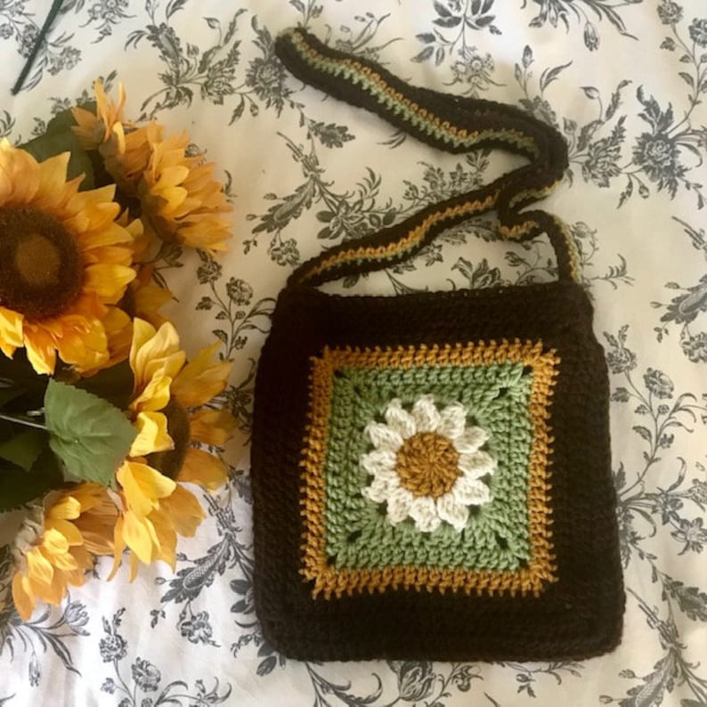 Daisy Square Bag Crochet Bag Pattern Hippy Crochet Bag - Etsy