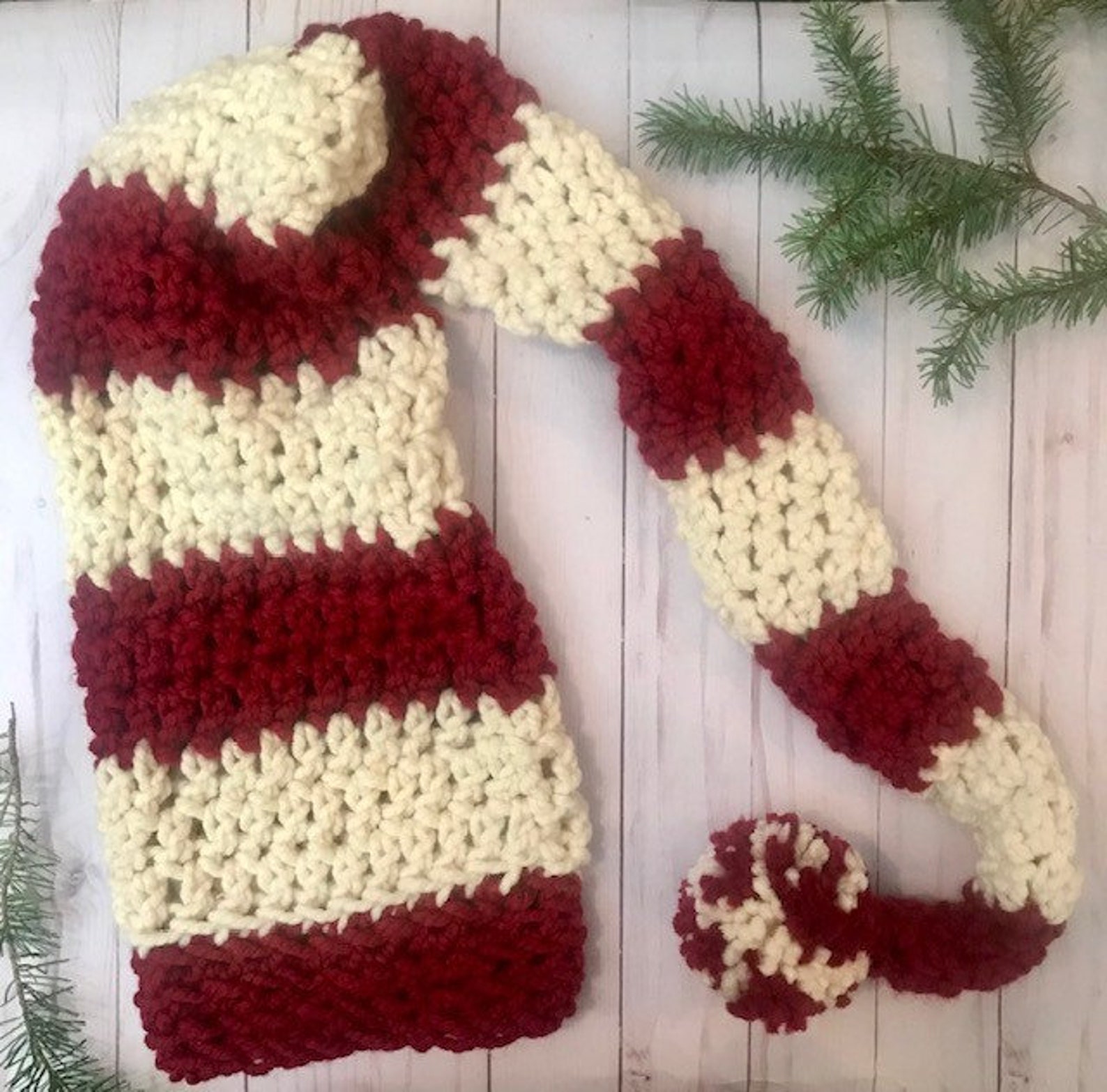 Crochet Striped Stocking Hat Pattern, Super Bulky Night Cap (PDF ...