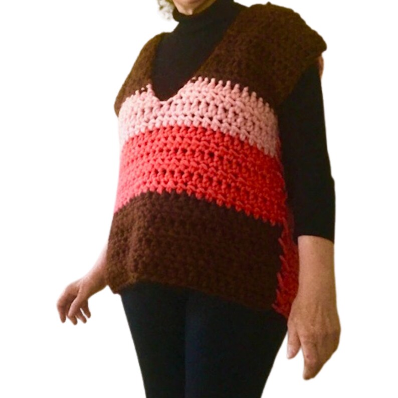 Chunky Crochet Sweater Vest Pattern, Oversized V-neck (PDF Pattern) - Etsy