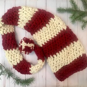 Crochet Striped Stocking Hat Pattern, Super Bulky Night Cap (PDF ...