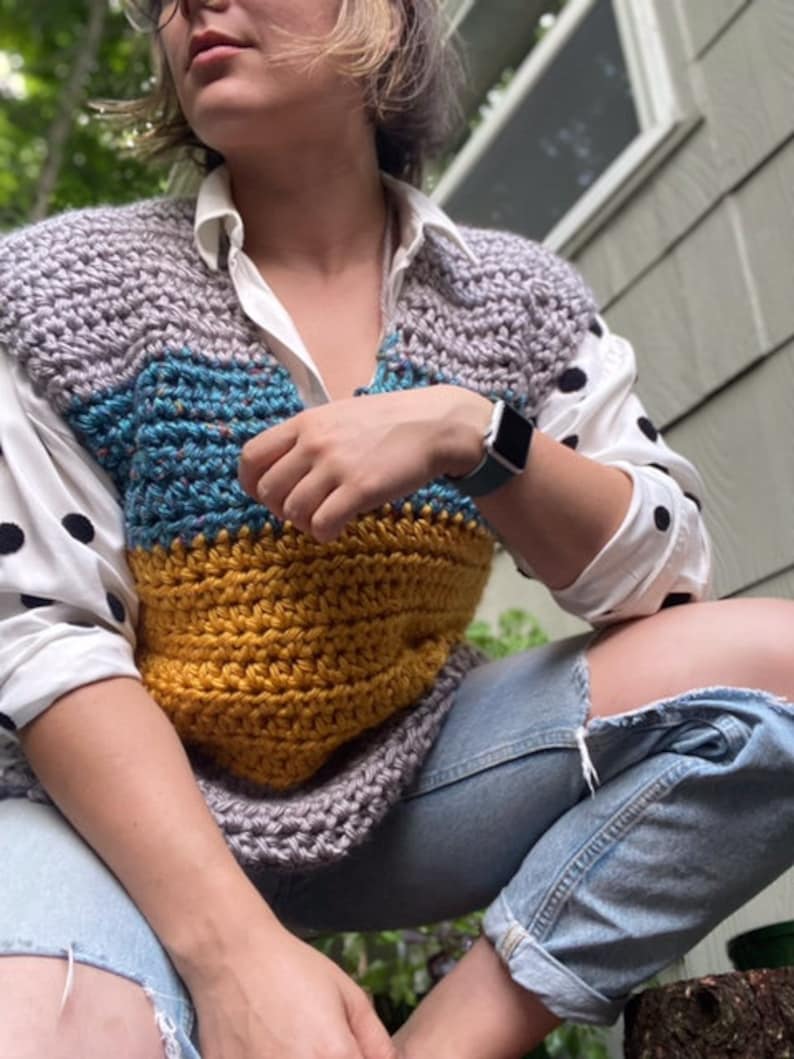 Chunky Crochet Sweater Vest Pattern, Oversized V-neck (PDF Pattern) - Etsy