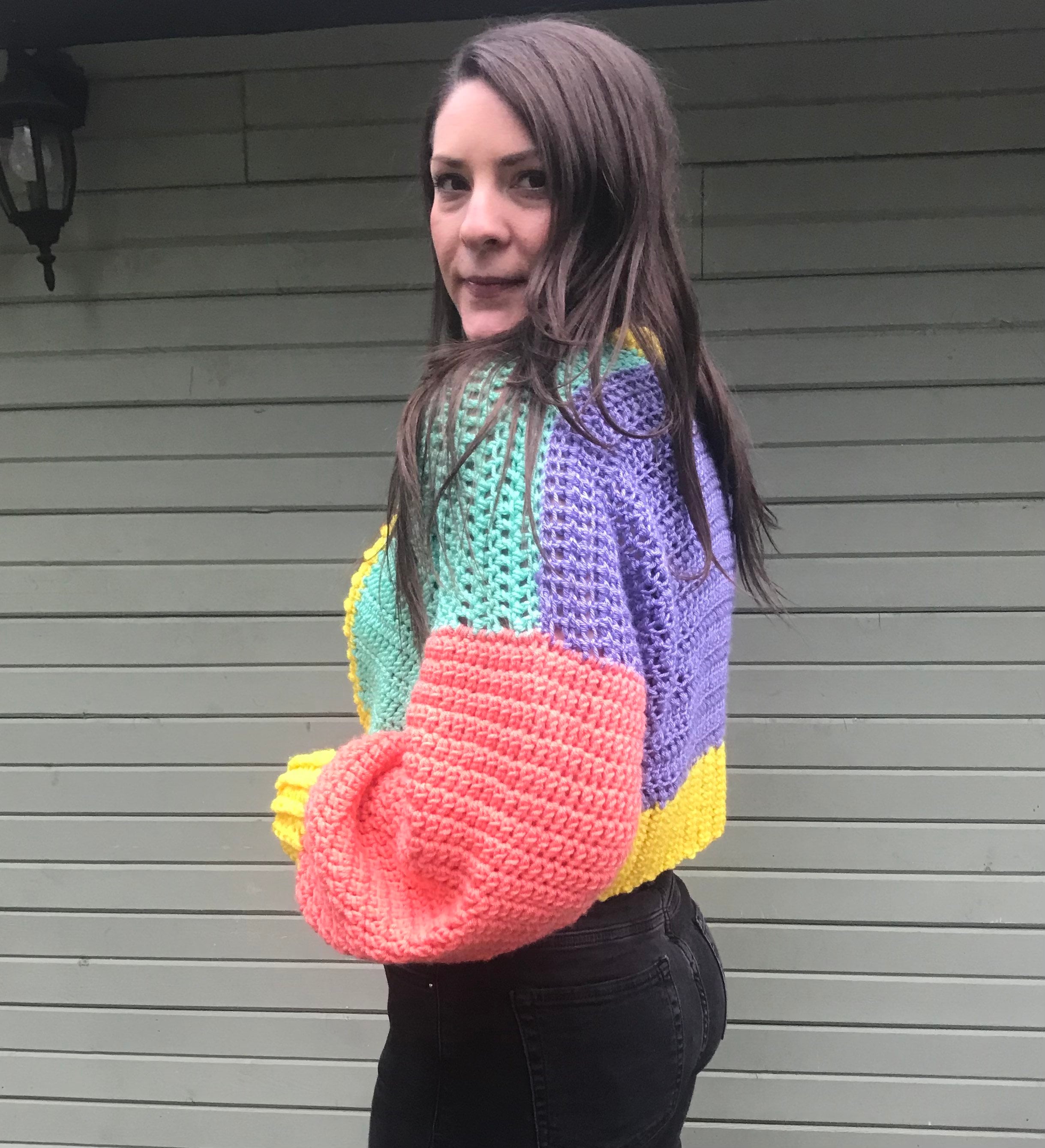 Crochet Cardigan Pattern Colour Block Cropped Cardigan - Etsy