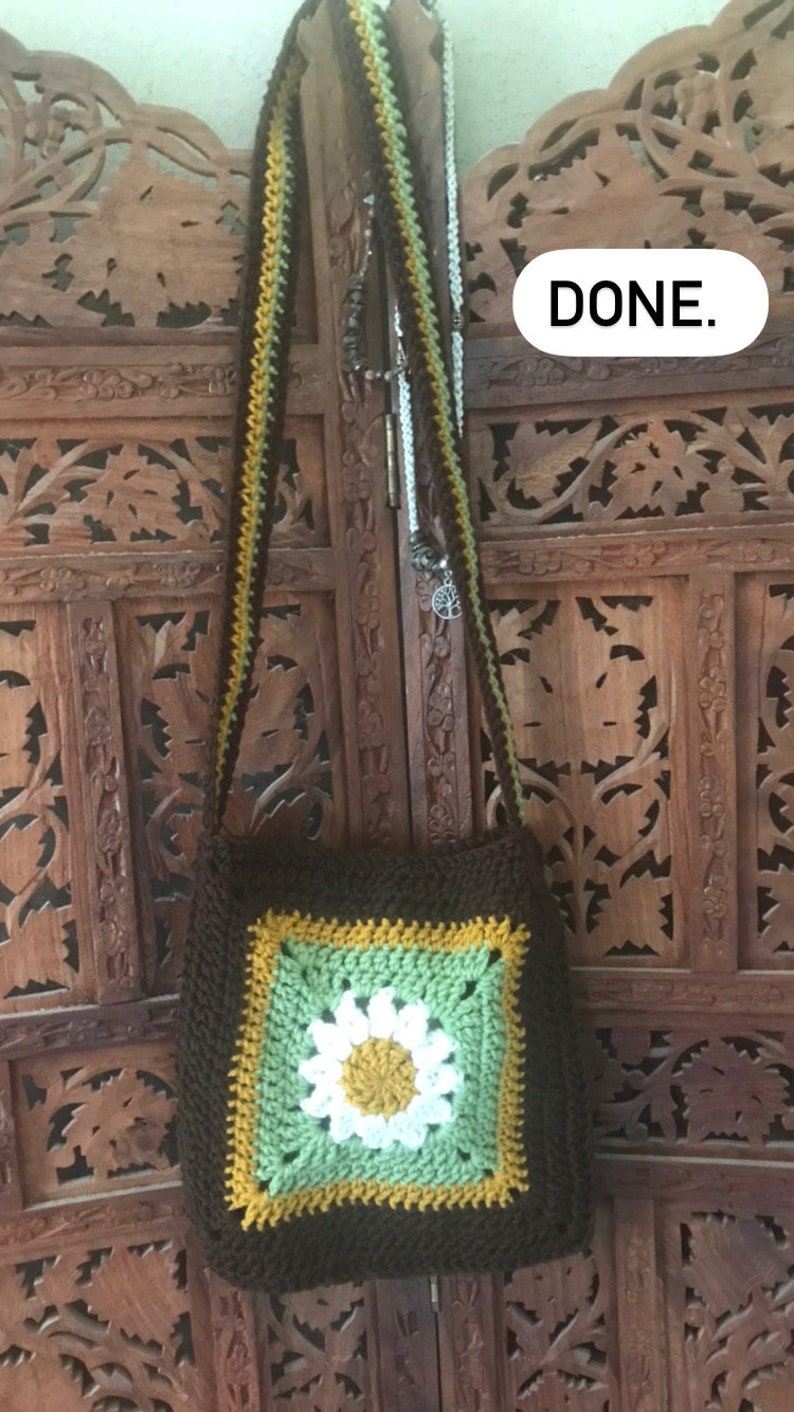 Daisy Square Bag Crochet Bag Pattern Hippy Crochet Bag - Etsy