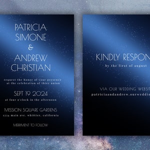 Night Sky, Starry Night, Space, Elegant, Modern Wedding, Invitation ...