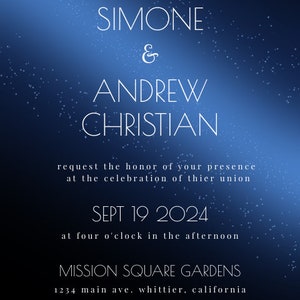 Night Sky, Starry Night, Space, Elegant, Modern Wedding, Invitation ...