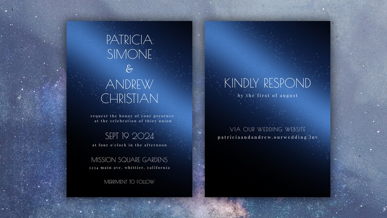 Night Sky, Starry Night, Space, Elegant, Modern Wedding, Invitation ...