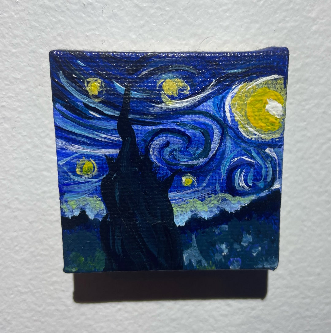 A Starry Night Mini Painting - Etsy