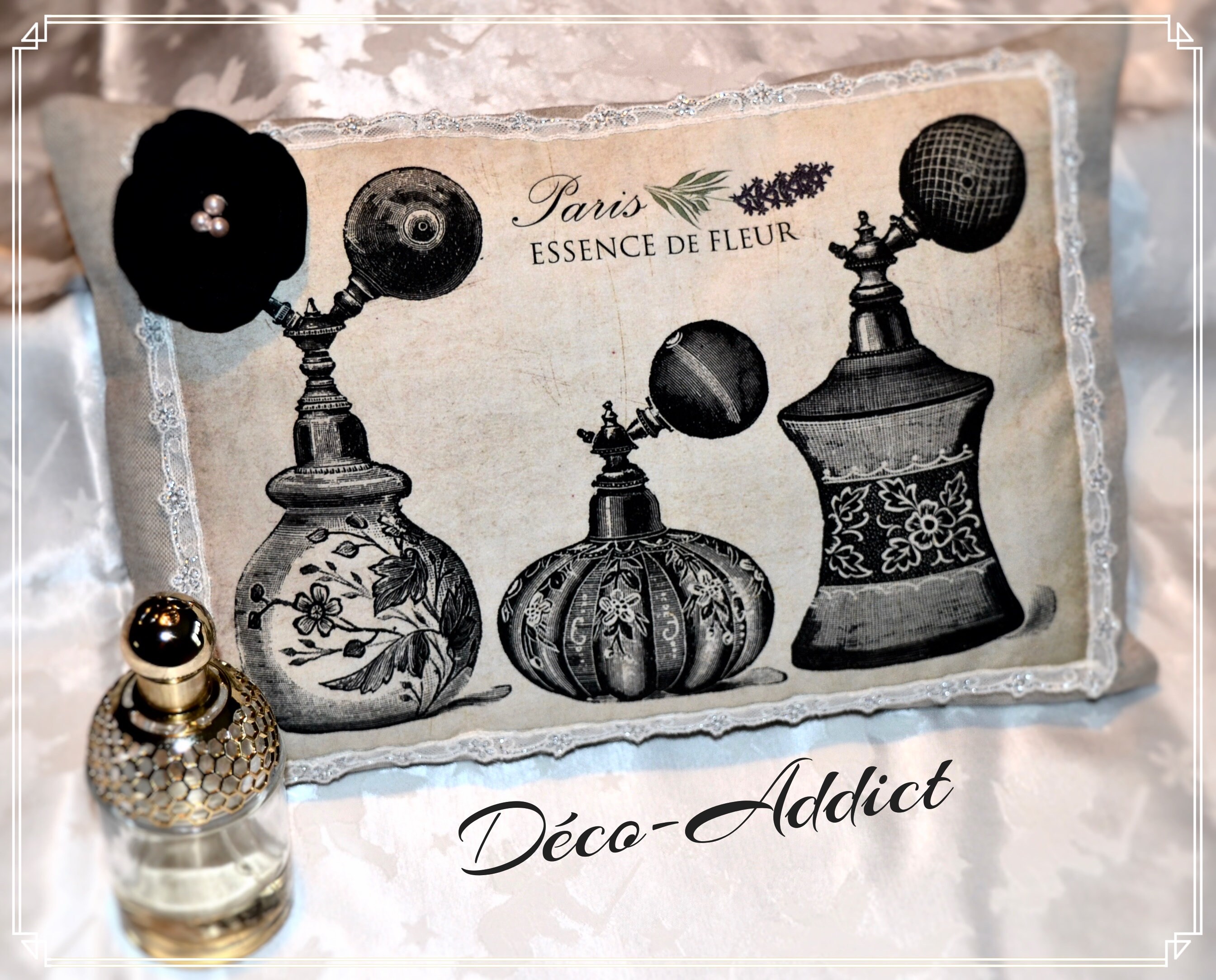 Decorative Cushion on the Theme of Old Perfume Bottles - Etsy