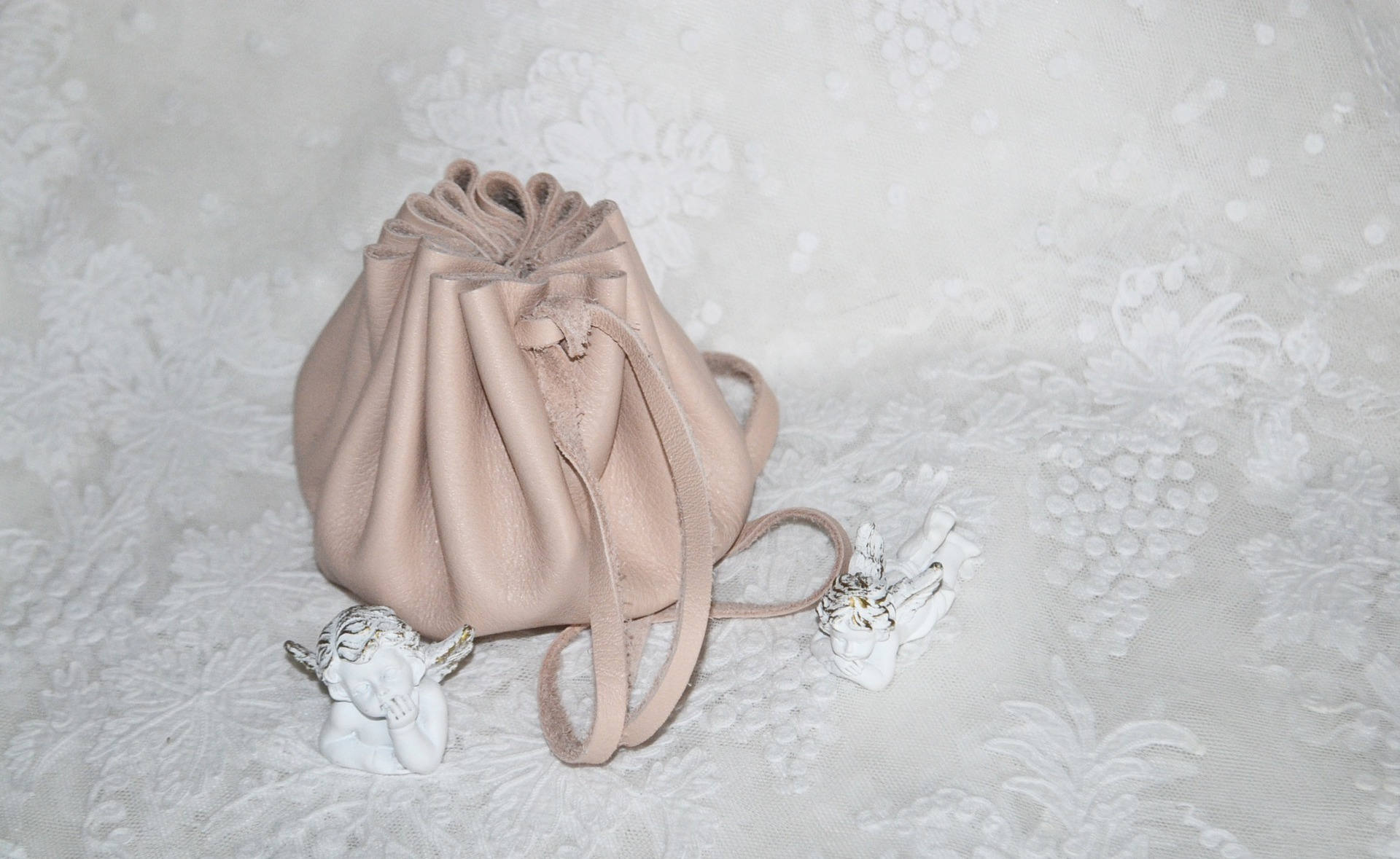 Medieval Purse in Pink Beige Leather Large Model - Etsy