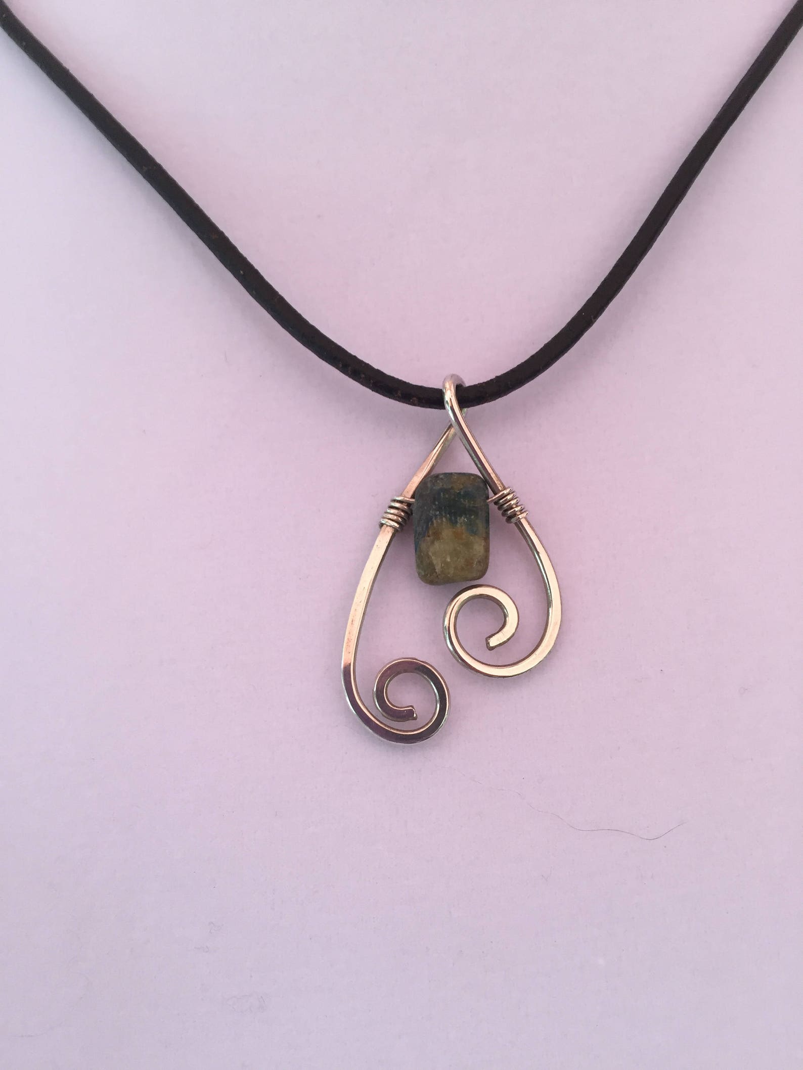 Sterling Silver Hand Forged Swirls With Wire Wraped Chrysocolla Stone ...