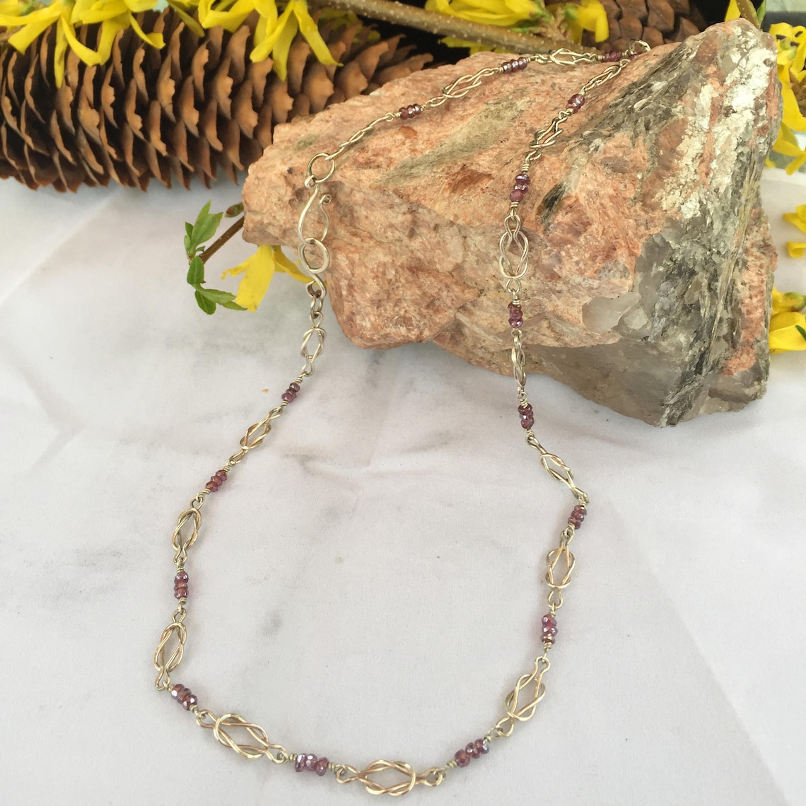 Hand Crafted Sterling Silver Love Knot Necklace Featuring 3 Tiny ...