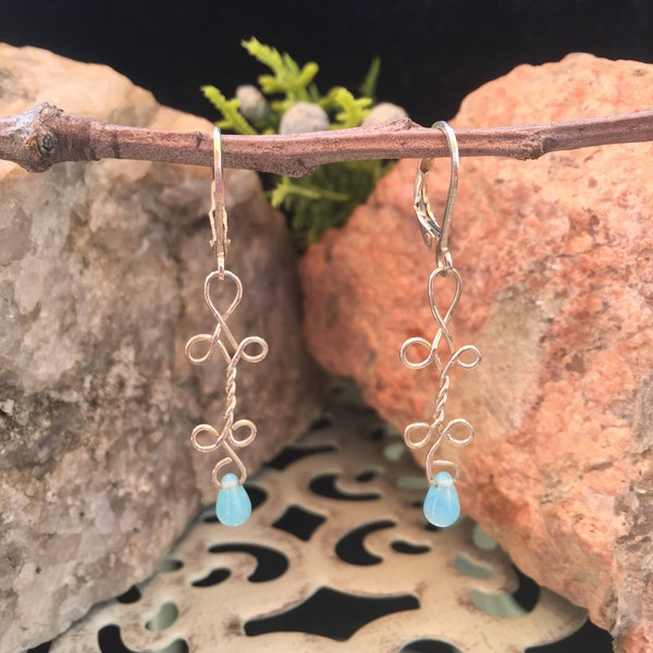 Sterling Silver Wire Wrapped Rectangle Lapis Lazuli and Moonstone Beads ...