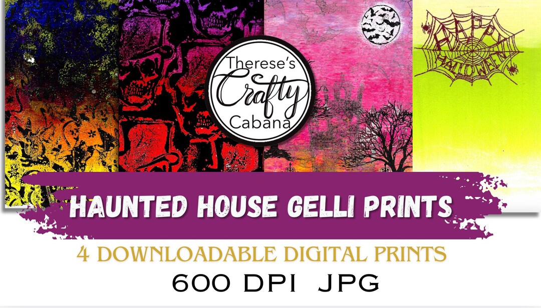 Digital Haunted House Gelli Prints for Collage, Junk Journal or Card ...