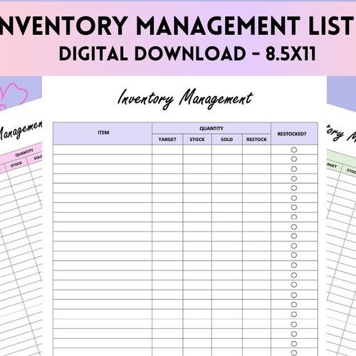 Inventory Management List DIGITAL DOWNLOAD Small Business - Etsy