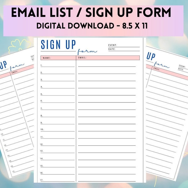Printable Sign up List - Etsy