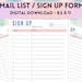 Email List / Sign up Form DIGITAL DOWNLOAD Small Business Checklist PDF ...