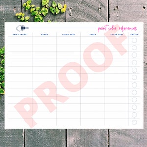 Paint Color Reference Tracker - Paint Swatches | DIGITAL DOWNLOAD | PDF ...
